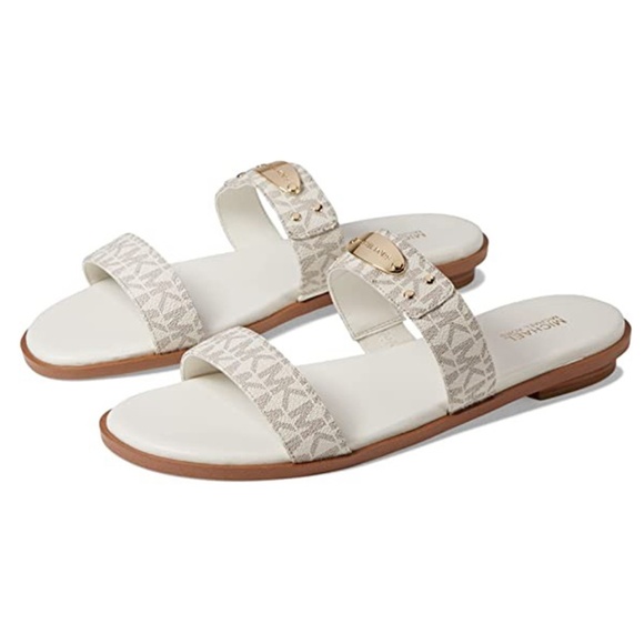Michael Kors | Shoes | New Michael Kors Mk Plate Slide Vanilla Multi Sz ...